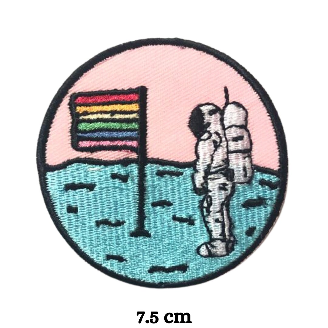 Astronaut With Flag Patch Iron on Sew on Applique Spaceman Embroidery ...