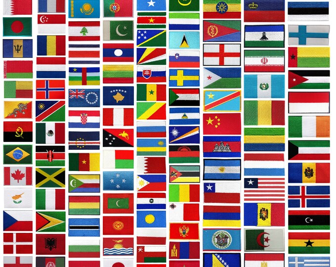 Flags of the World Embroidered Patch Set of 12 Flags - Etsy