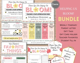 Teacher & Staff Appreciation Week EDITABLE Bundle Itinerary - Etsy