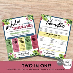 EDITABLE Hawaiian Luau Tropical Flowers Theme Teacher - Etsy