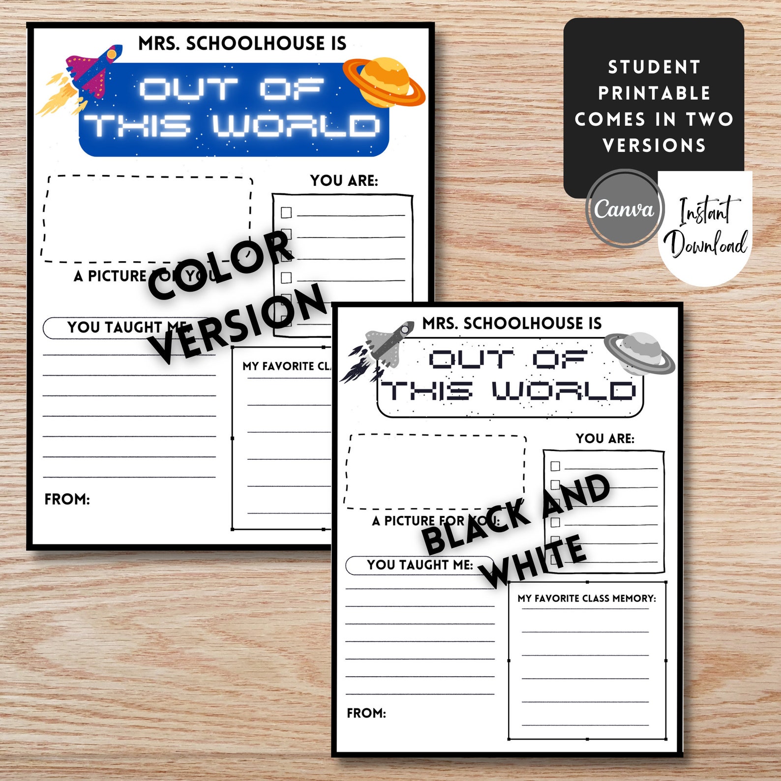 EDITABLE Space Out of This World Teacher Appreciation Printable, All ...