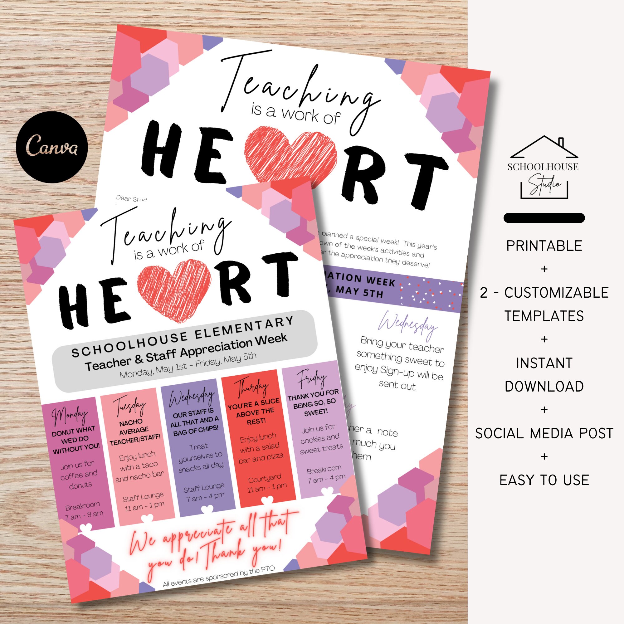 EDITABLE Hearts Love Theme Teacher and Staff Appreciation Flyer, Send ...