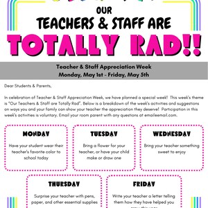 EDITABLE 80s 90s Retro Rad Theme Teacher Staff Appreciation Flyer, Send ...