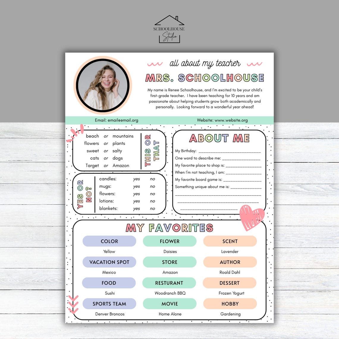 Pastel Favorites Template: Editable Back to School Intro, About Me ...
