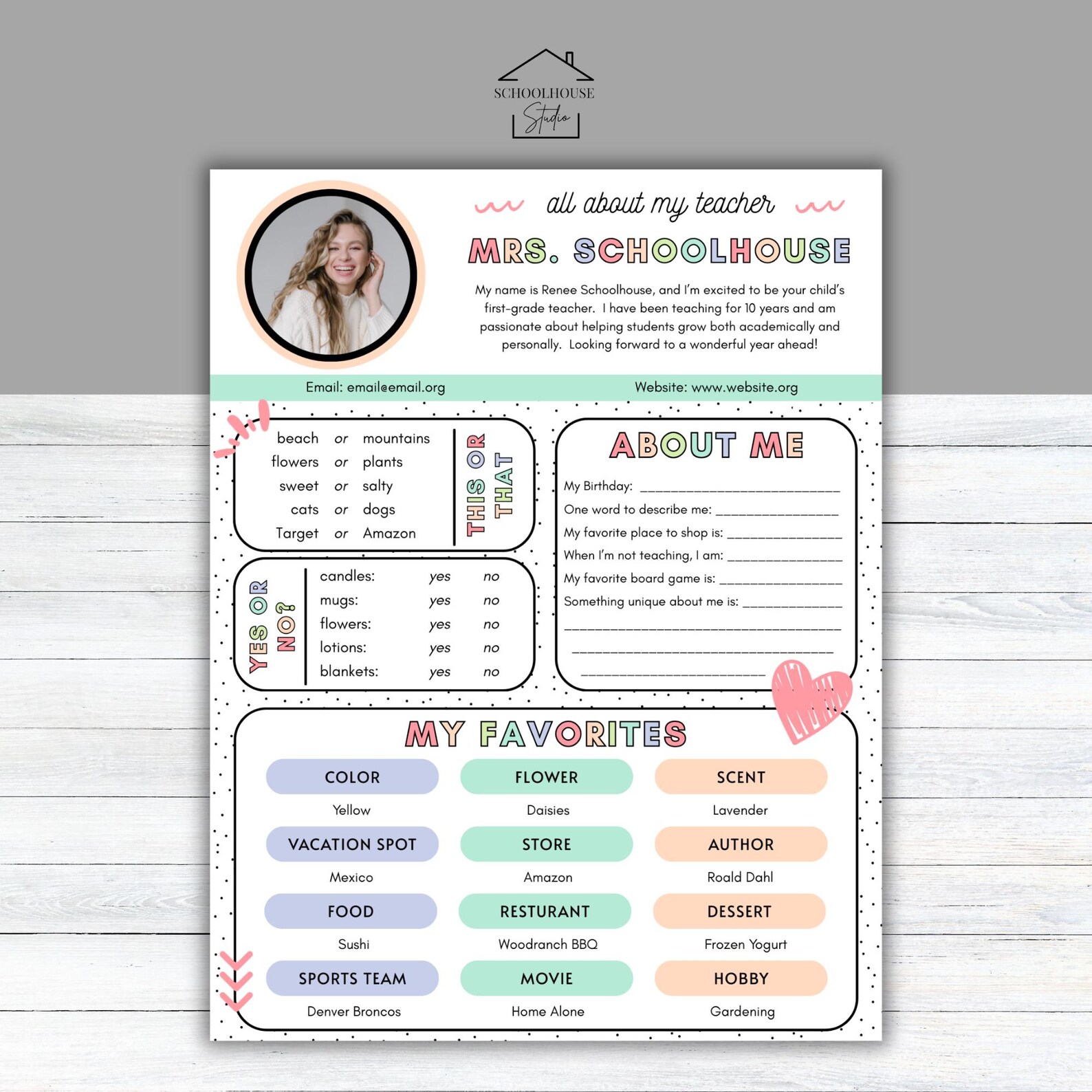 Pastel Favorites Template: Editable Back to School Intro, About Me ...
