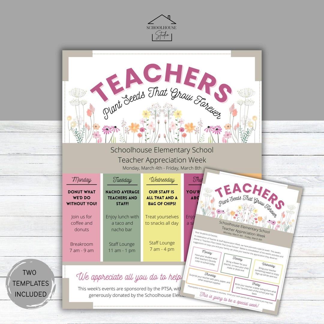 Flowers Bloom Template: Editable Floral Teacher Appreciation, School ...