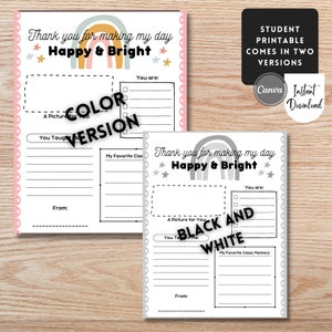 EDITABLE Rainbow Happy and Bright Teacher Appreciation Printable, All ...