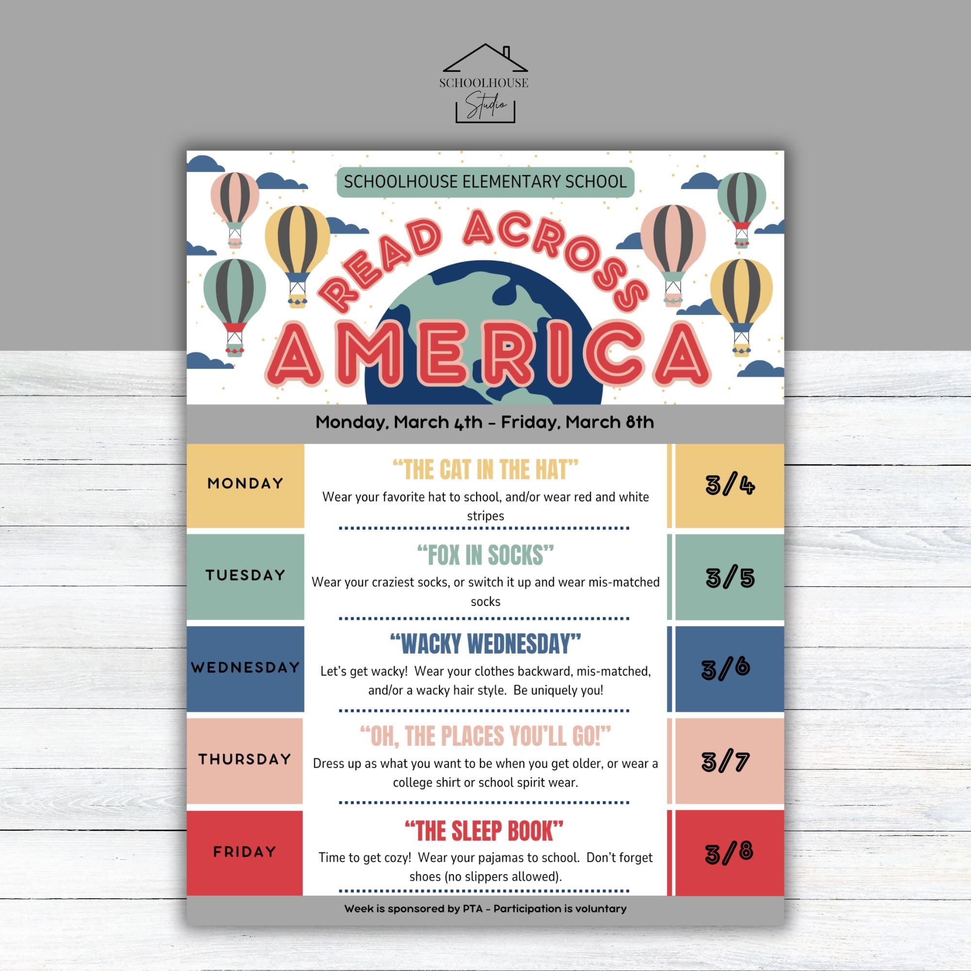 Read Across America Template: Editable Dr. Seuss Birthday, School ...