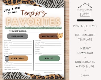 EDITABLE 70's "groovy" Teacher Favorites Survey, Get to Know My Teacher ...