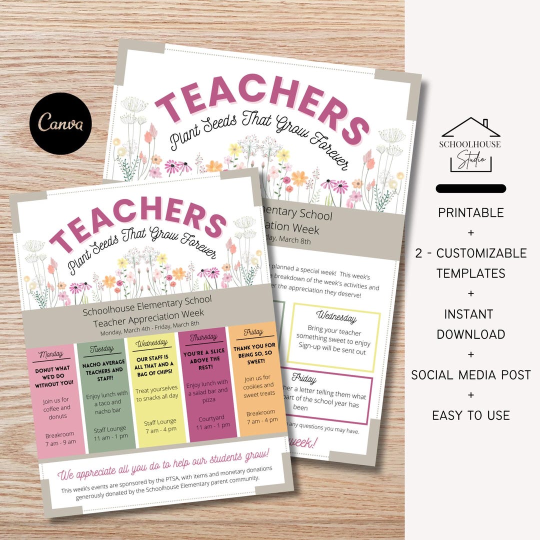 EDITABLE Flowers Helping Bloom Theme Teacher Staff Appreciation ...