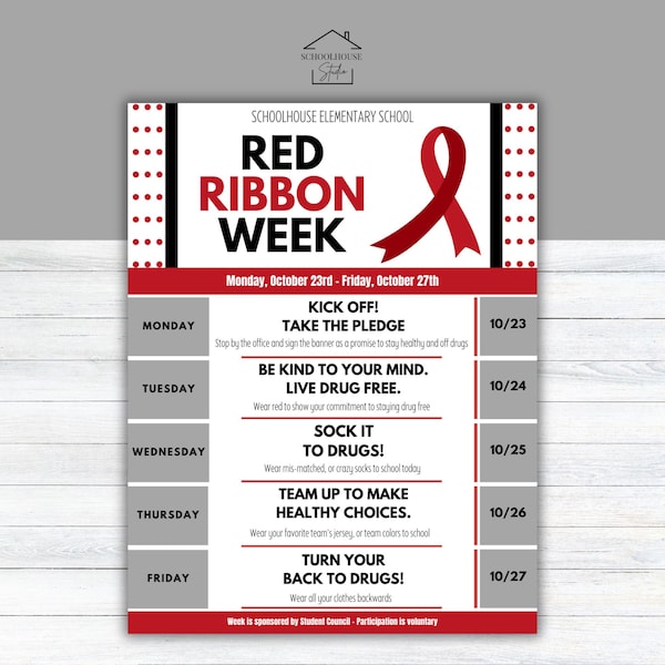 Red Ribbon Week Poster - Etsy
