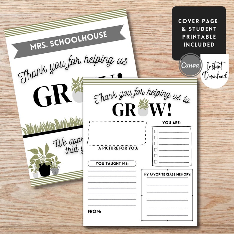 EDITABLE Plants Helping Us Grow Teacher Appreciation - Etsy