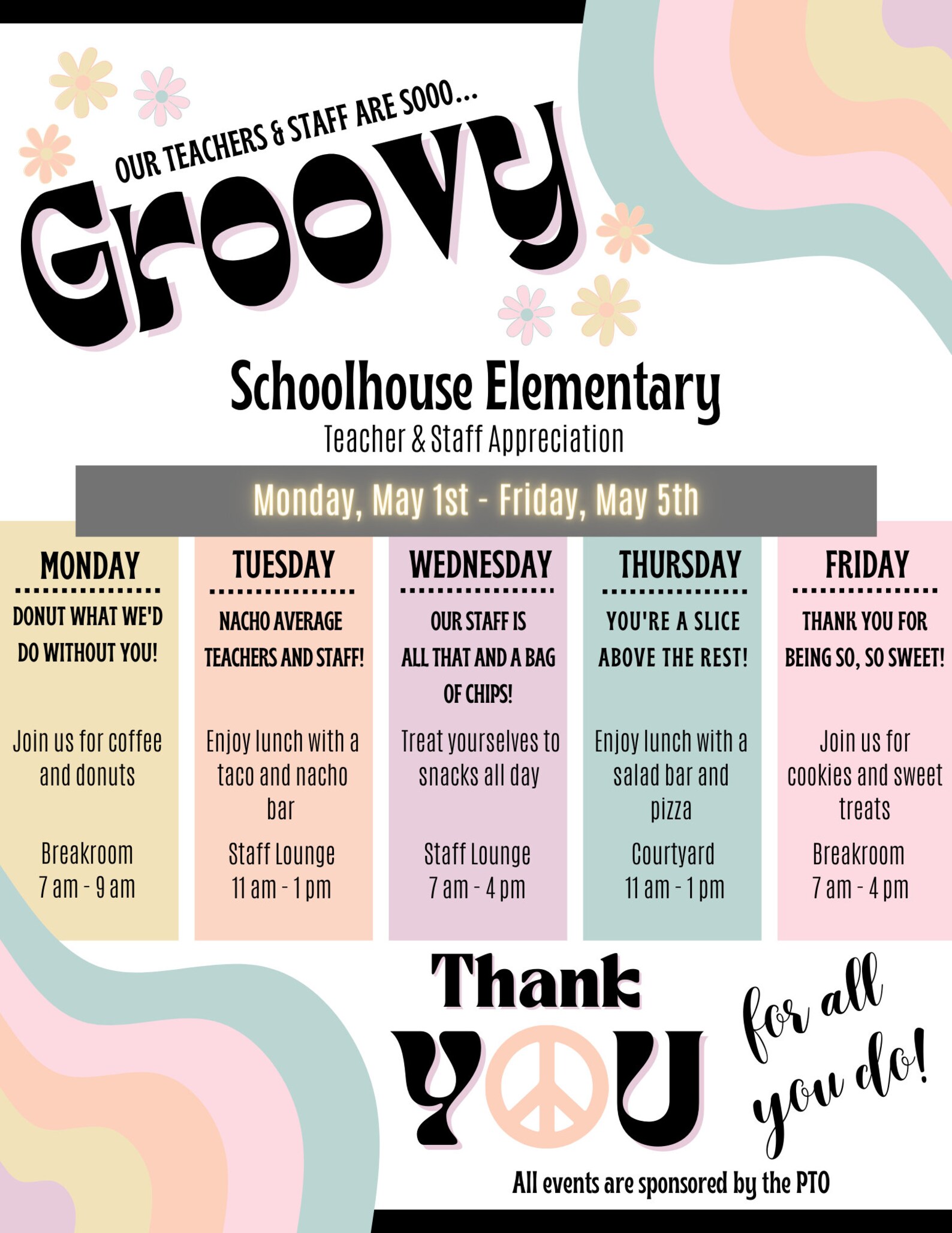 70s Groovy Boho Retro Template: Editable Teacher Appreciation, School ...