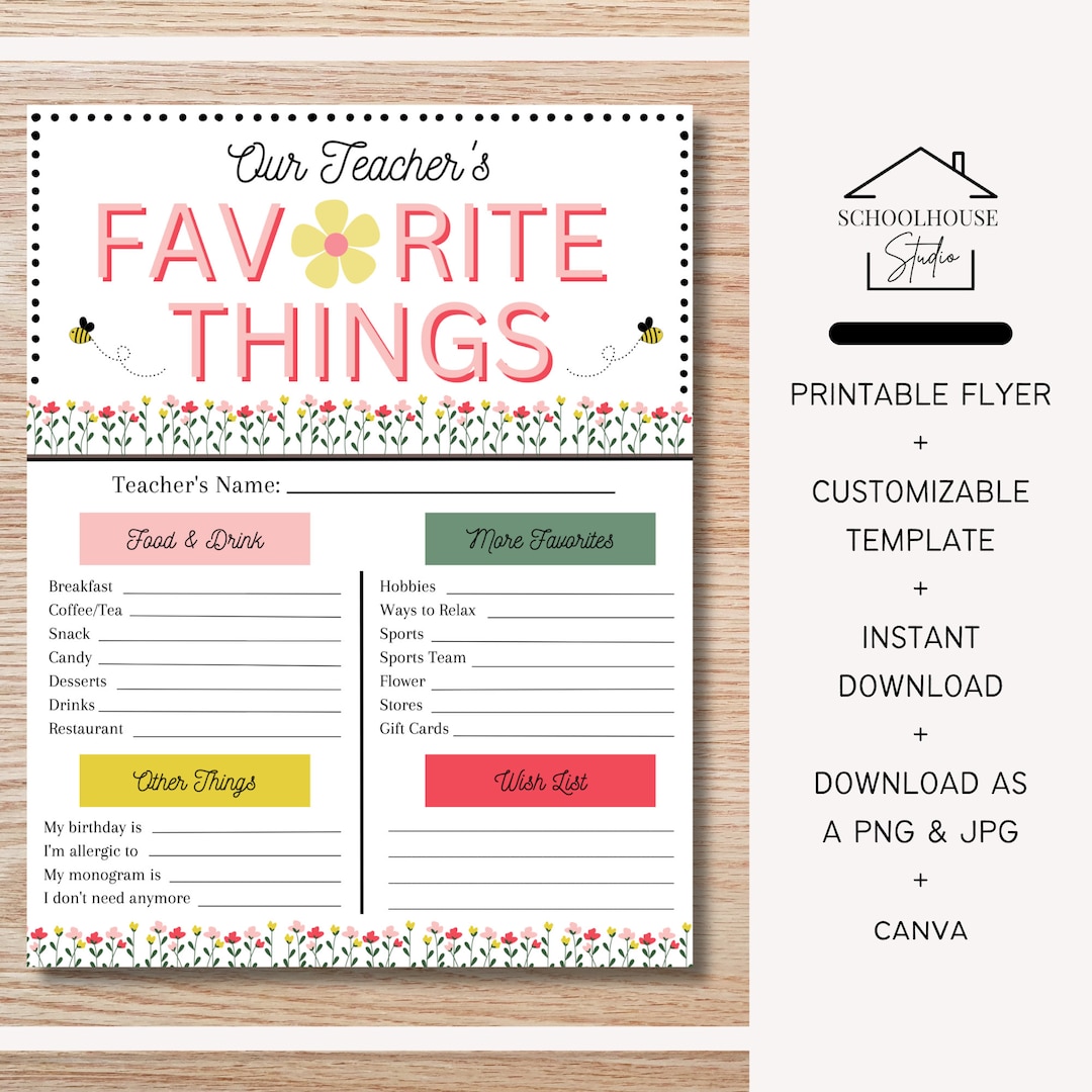 EDITABLE Flower "helping Us Bloom" Favorites Survey, Get to Know My ...