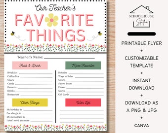 EDITABLE 70's "groovy" Teacher Favorites Survey, Get to Know My Teacher ...