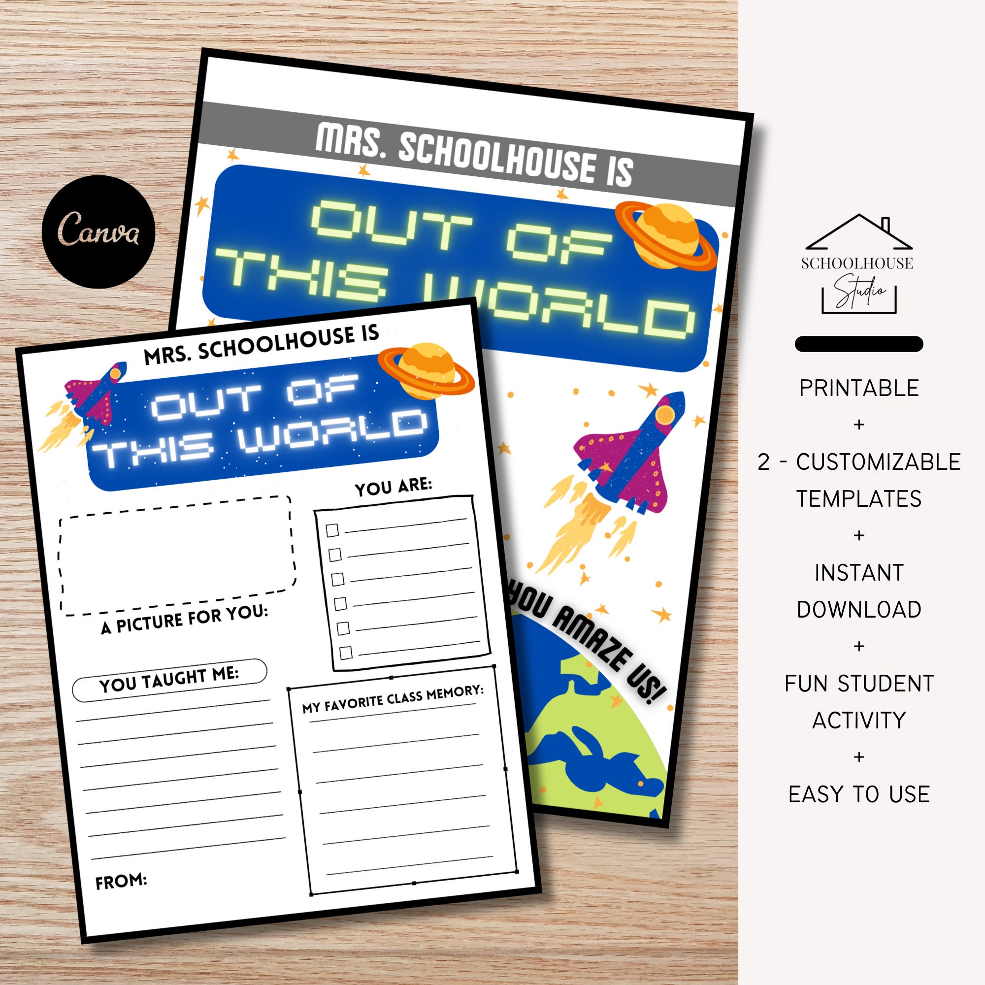 EDITABLE Space Out of This World Teacher Appreciation Printable, All ...