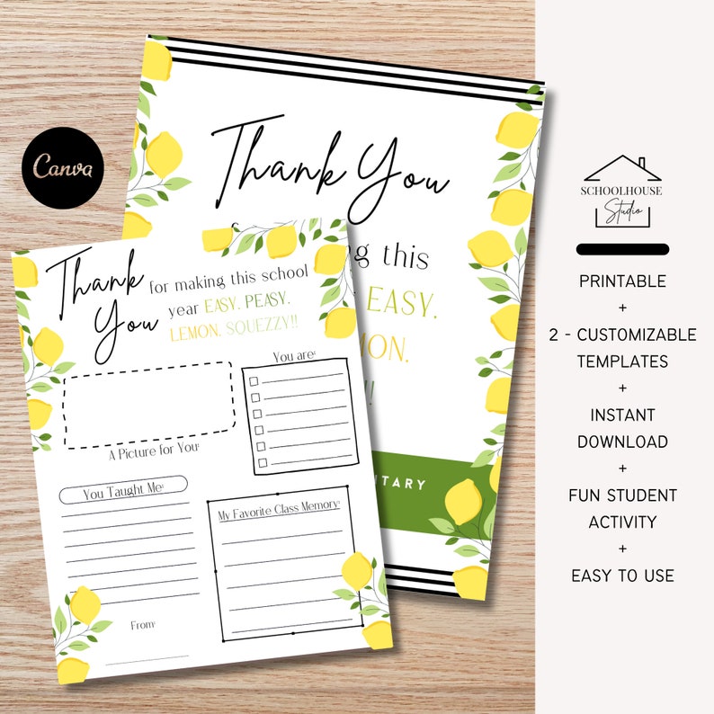 EDITABLE Lemon Squeezy Teacher Appreciation Printable, All About My ...