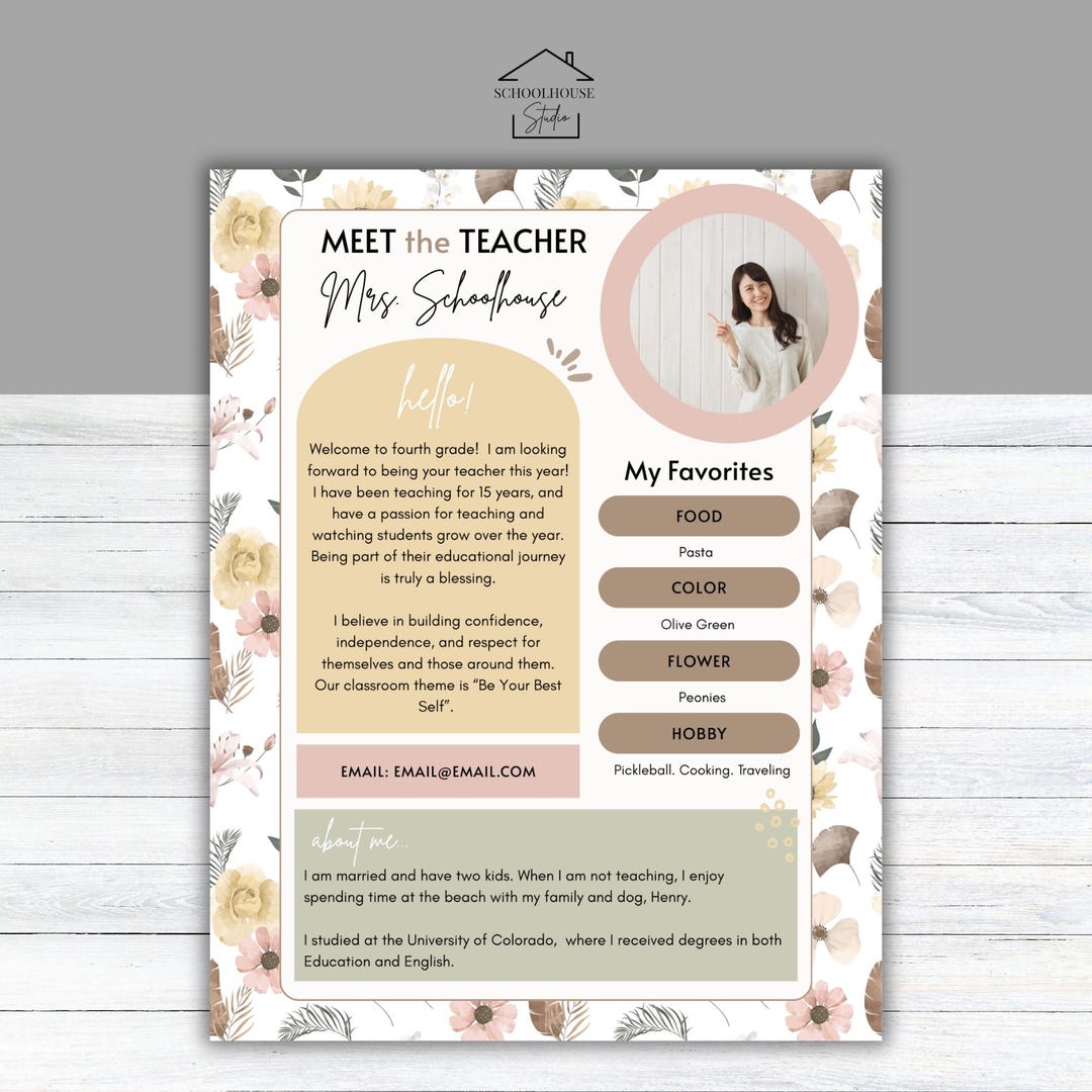Floral Meet the Teacher Template: Editable Back to School Intro, Open ...