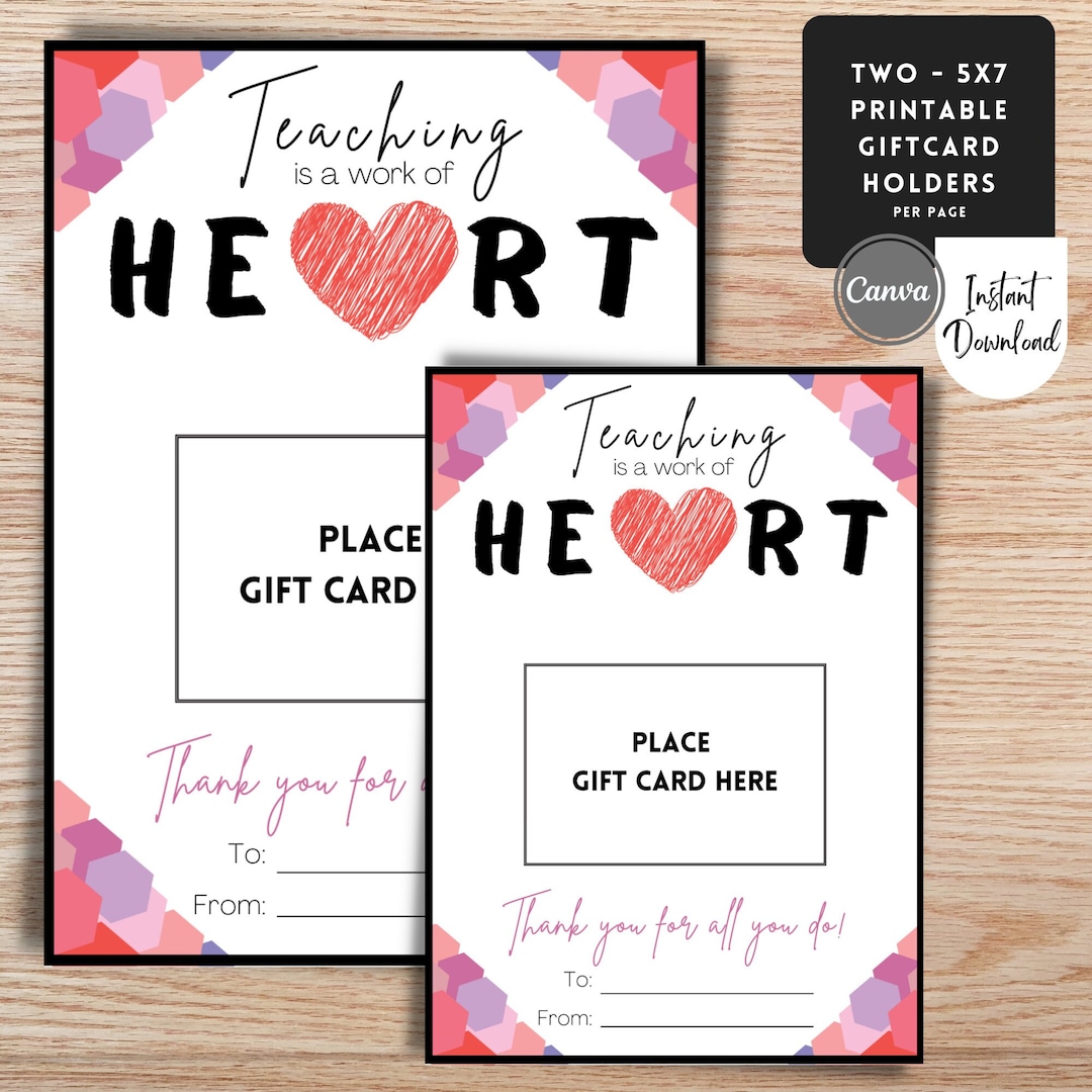 EDITABLE Hearts Love Themed Gift Card Holder, Appreciation Gift ...