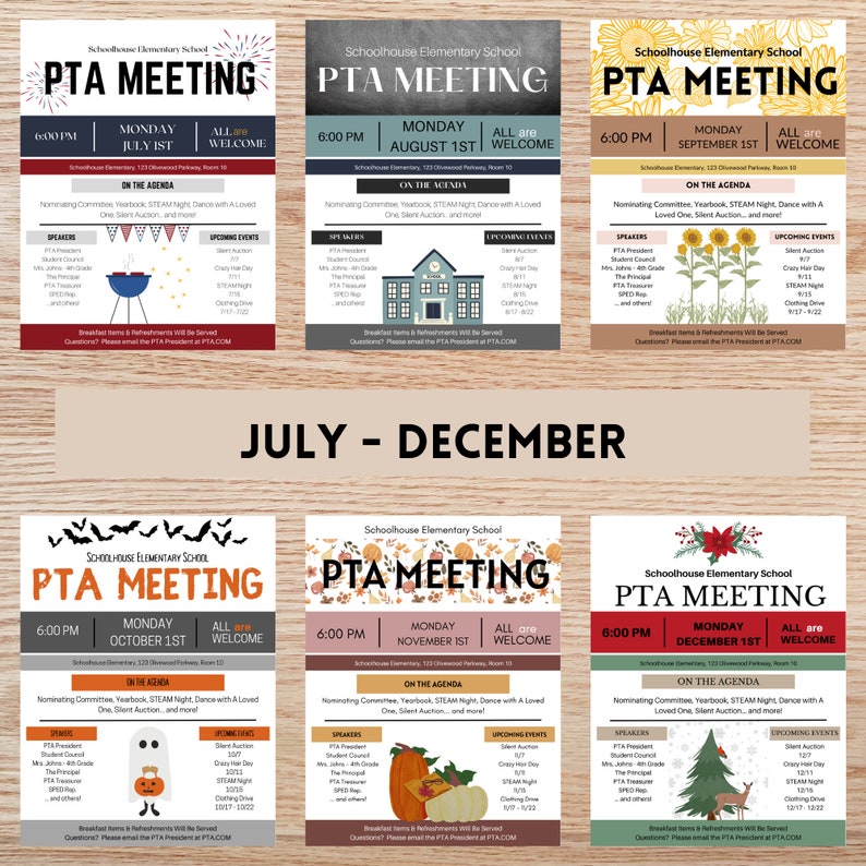 EDITABLE Monthly Meeting Agenda Announcement Flyer, Printable Handout ...