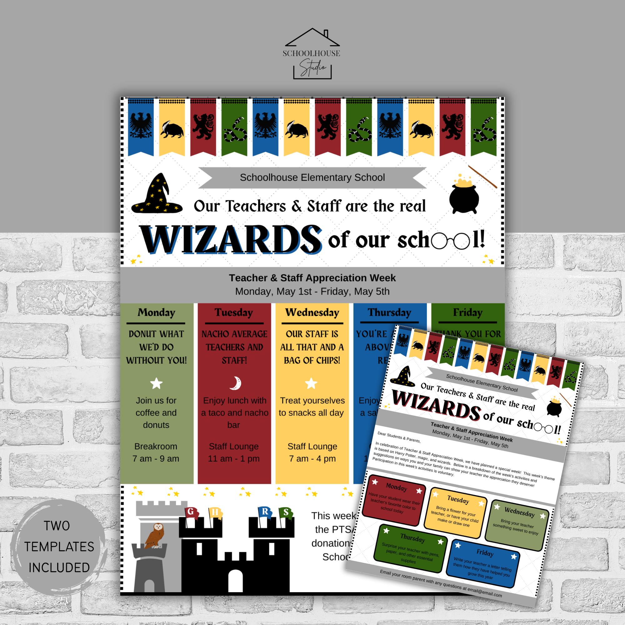 Harry Potter Wizards Template: Editable Teacher Appreciation, School ...