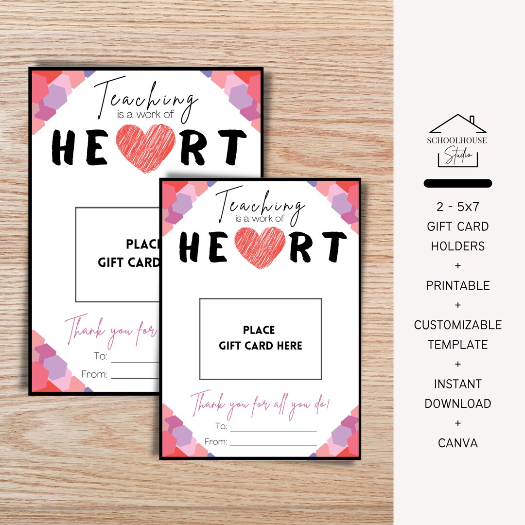 EDITABLE Hearts Love Themed Gift Card Holder, Appreciation Gift ...