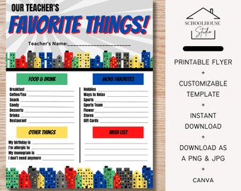 EDITABLE 70's "groovy" Teacher Favorites Survey, Get to Know My Teacher ...