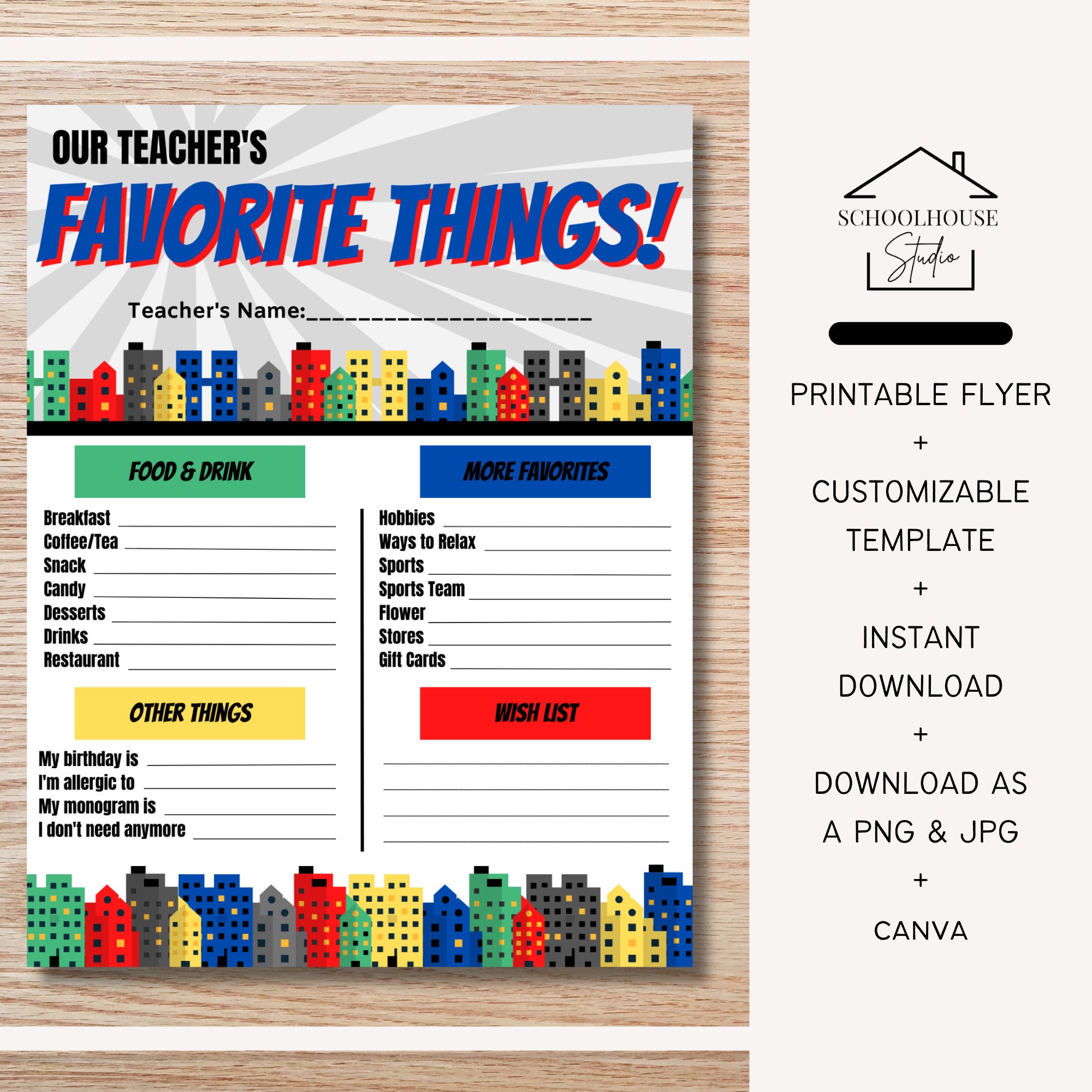 EDITABLE Superhero Teacher Favorites Survey, Get to Know My Teacher ...