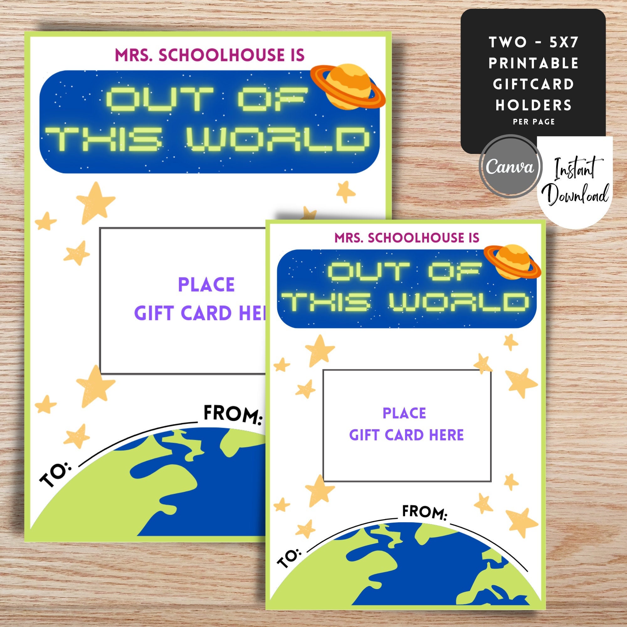 EDITABLE Space Out of This World Themed Gift Card Holder, Appreciation ...