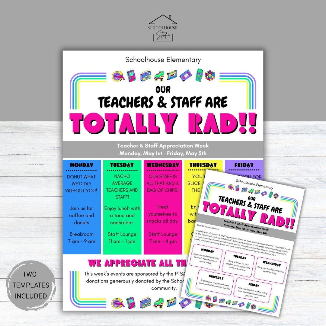 80s 90s Retro Template: Editable Teacher Appreciation, School Spirit ...