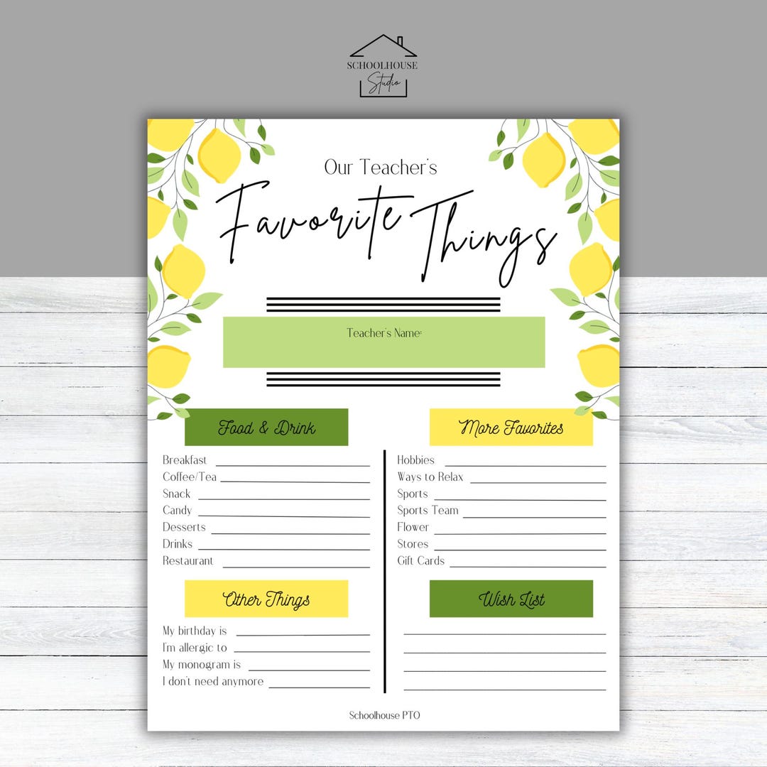 Lemon Teacher Favorites Template: Editable Back to School Intro ...