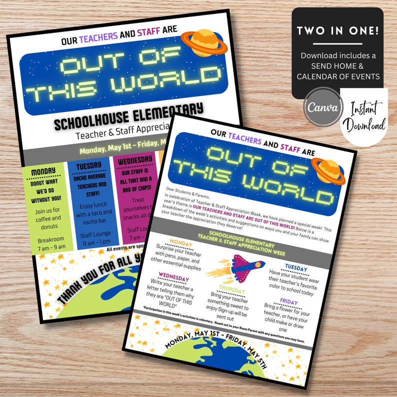 EDITABLE Space Out of This World Theme Teacher and Staff - Etsy