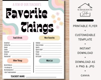 EDITABLE Lemon Squeezy Teacher Favorites Survey, Get to Know My Teacher ...