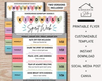 EDITABLE Friendship Spirit Week Calendar of Events, Weekly Itinerary ...
