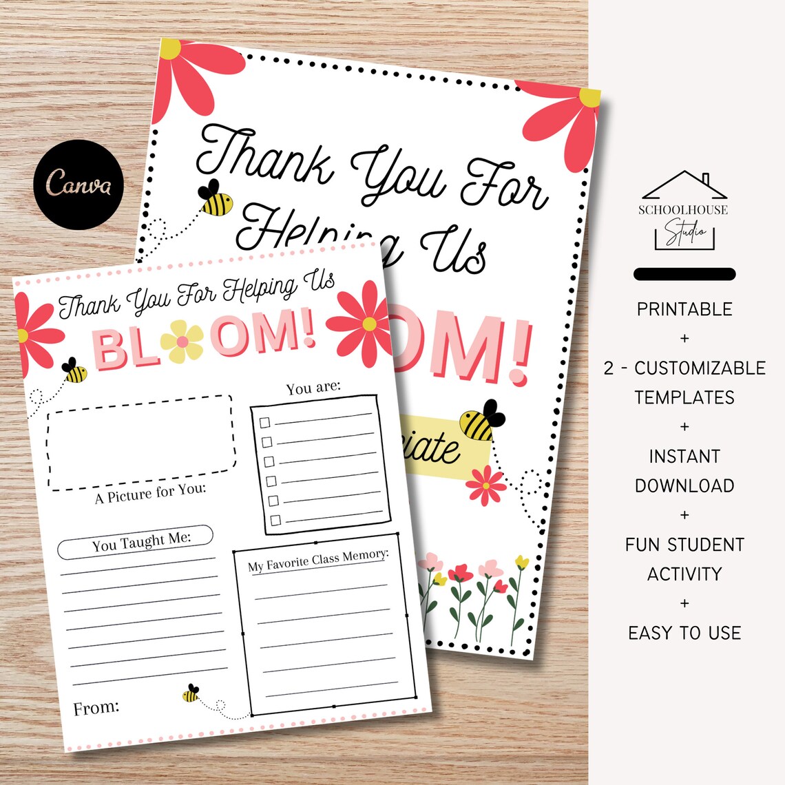 EDITABLE Flower Helping Us Bloom Teacher Appreciation Printable, All ...