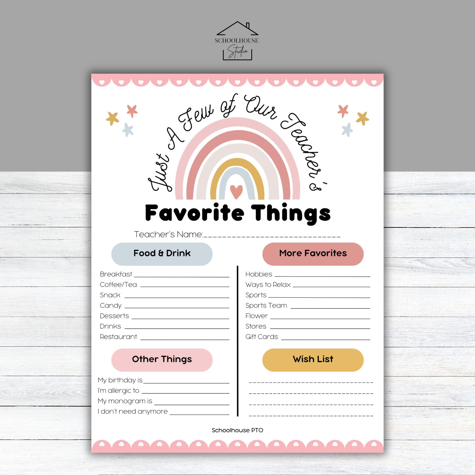Rainbow Teacher Favorites Template: Editable Back to School Intro ...