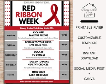 EDITABLE Wellness Spirit Week Calendar of Events, Weekly Itinerary ...