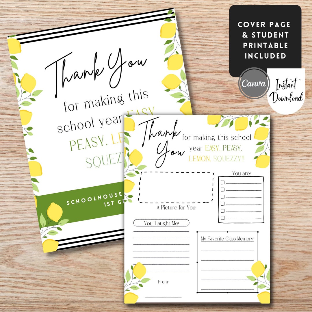 EDITABLE Lemon Squeezy Teacher Appreciation Printable All - Etsy