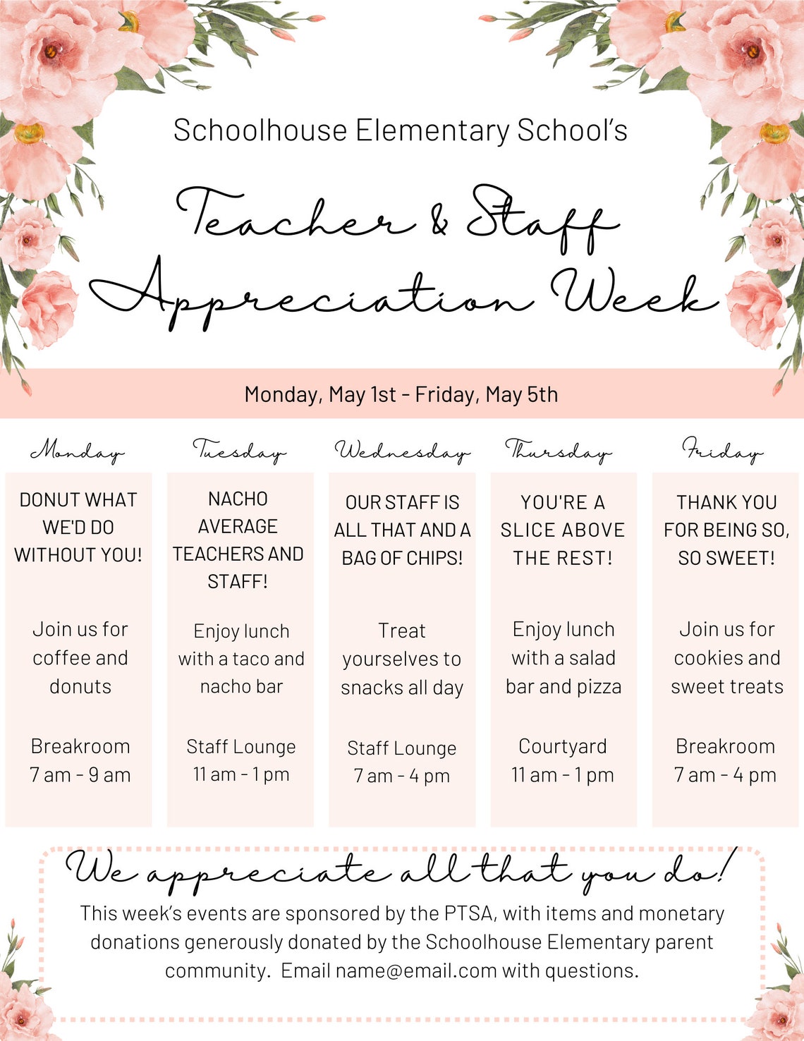 EDITABLE Flowers Helping Us Bloom Theme Teacher and Staff Appreciation ...