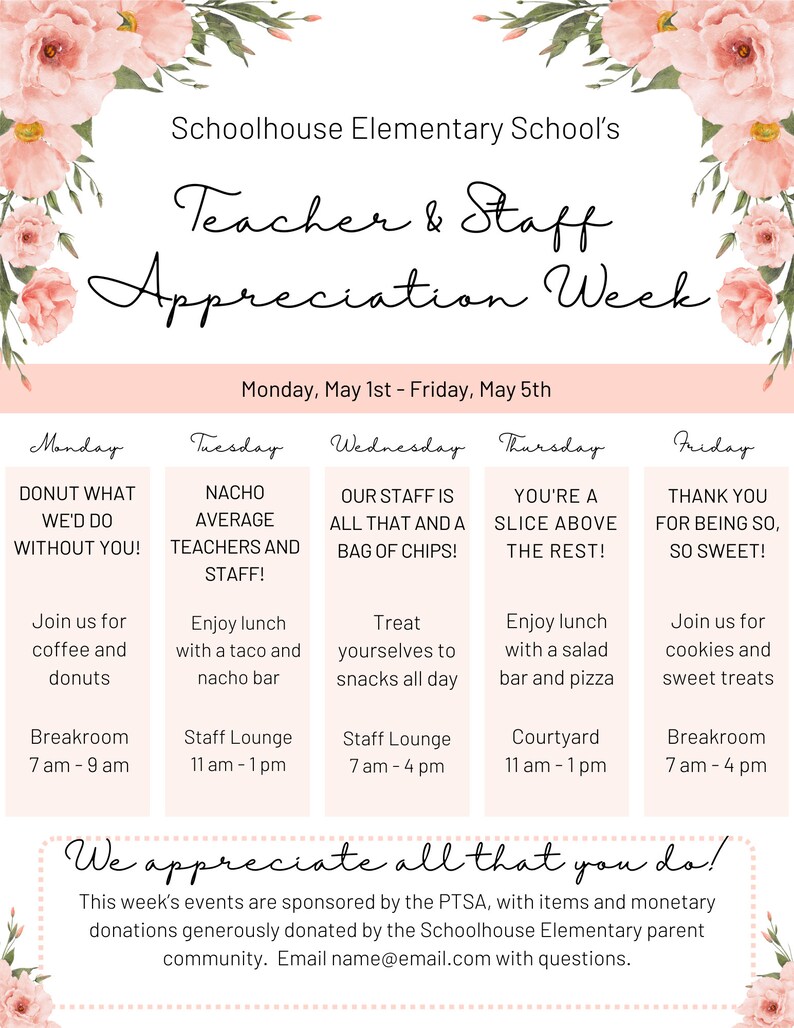 EDITABLE Flowers Helping Us Bloom Theme Teacher and Staff Appreciation ...