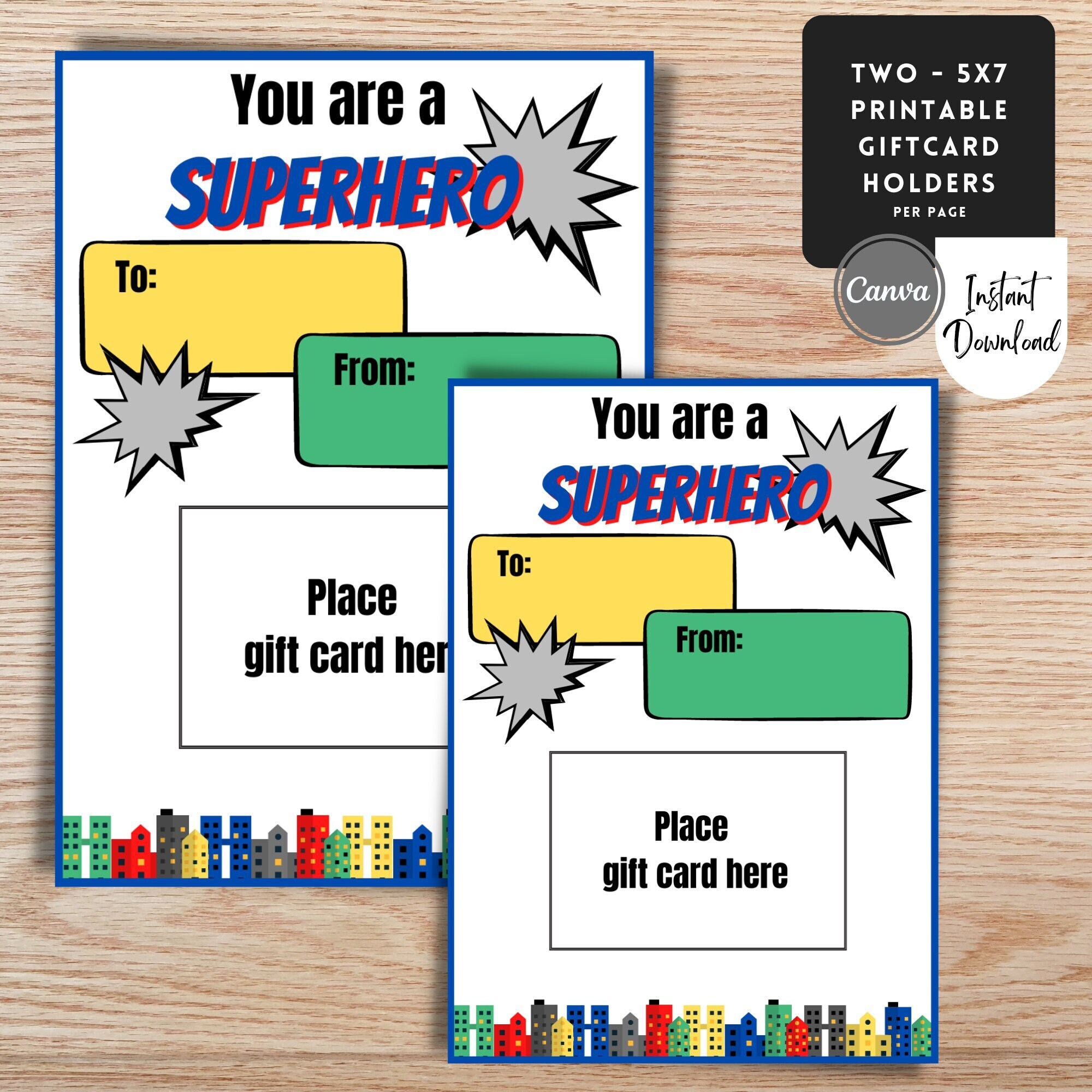 EDITABLE Superhero Themed Gift Card Holder, Appreciation Gift ...