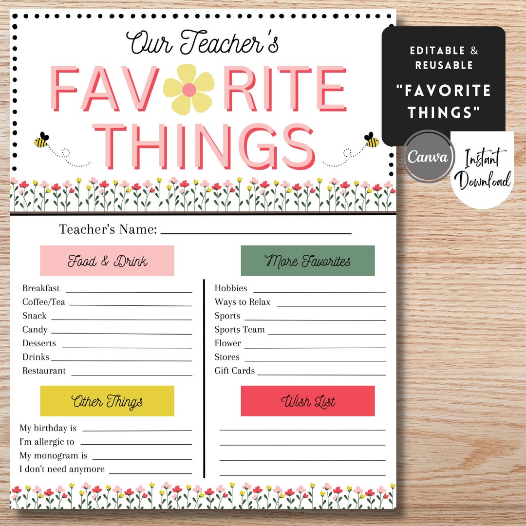 EDITABLE Flower helping Us Bloom Favorites Survey, Get to Know My ...