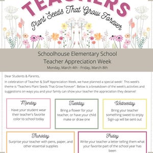 EDITABLE Flowers Helping Bloom Theme Teacher Staff Appreciation ...