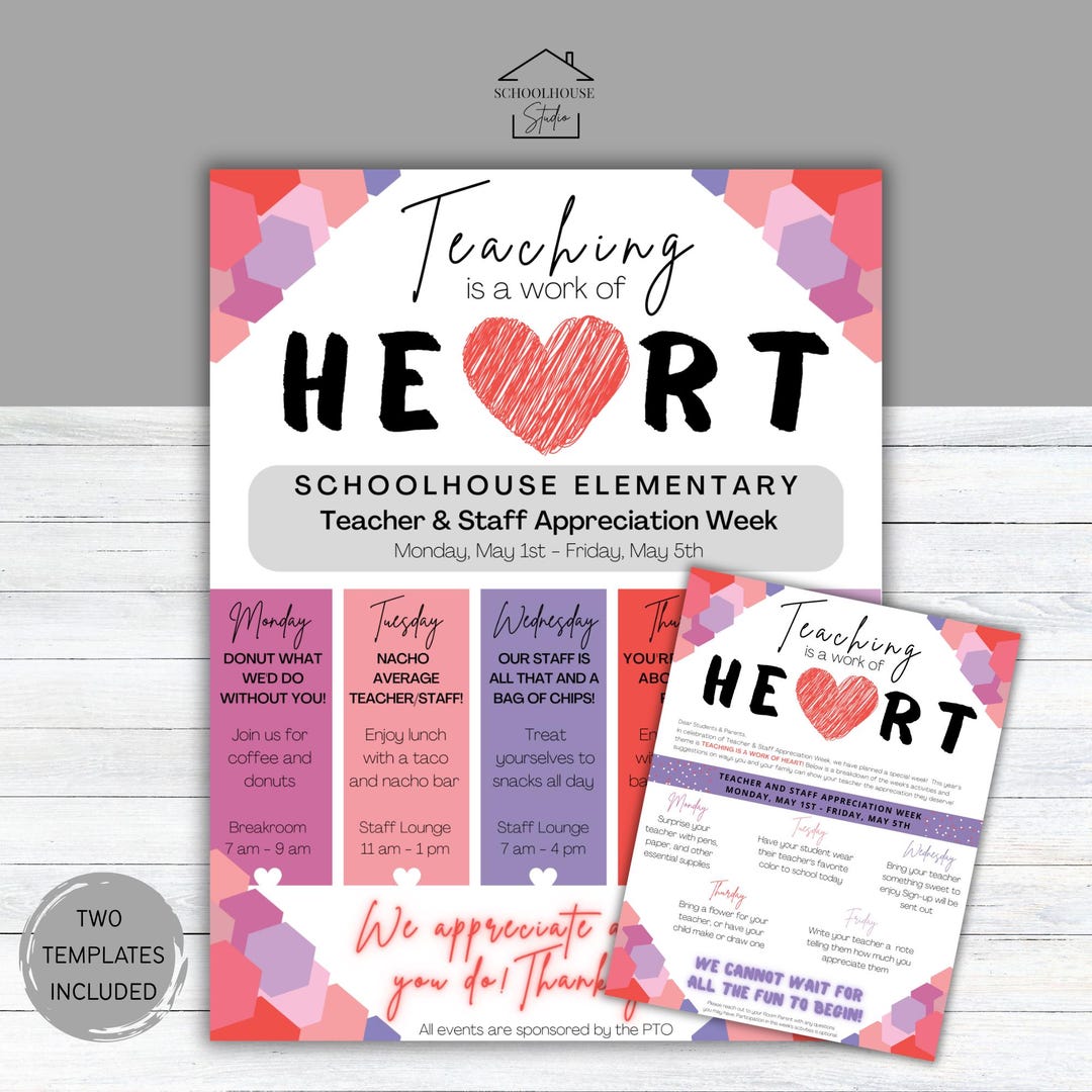 Teaching is a Work of Heart Template: Editable Teacher Appreciation ...