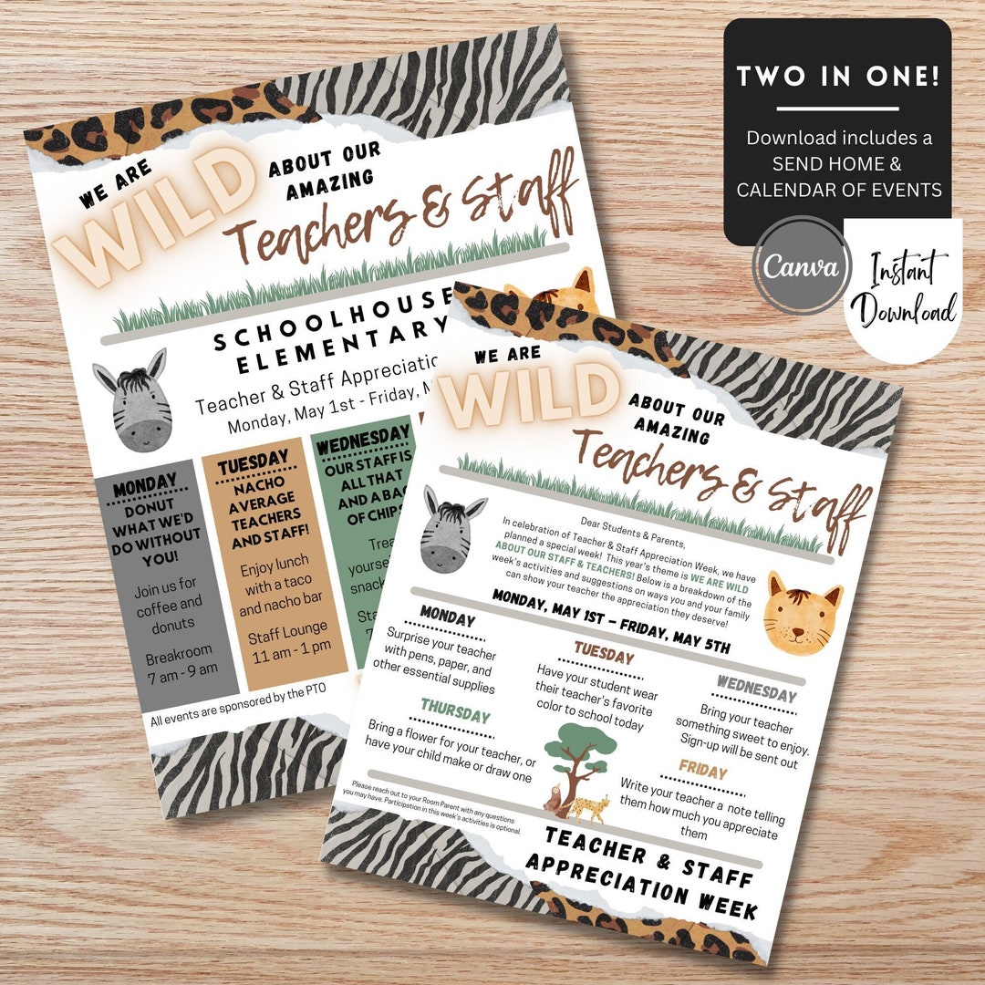 EDITABLE Jungle Wild About You Theme Teacher and Staff - Etsy