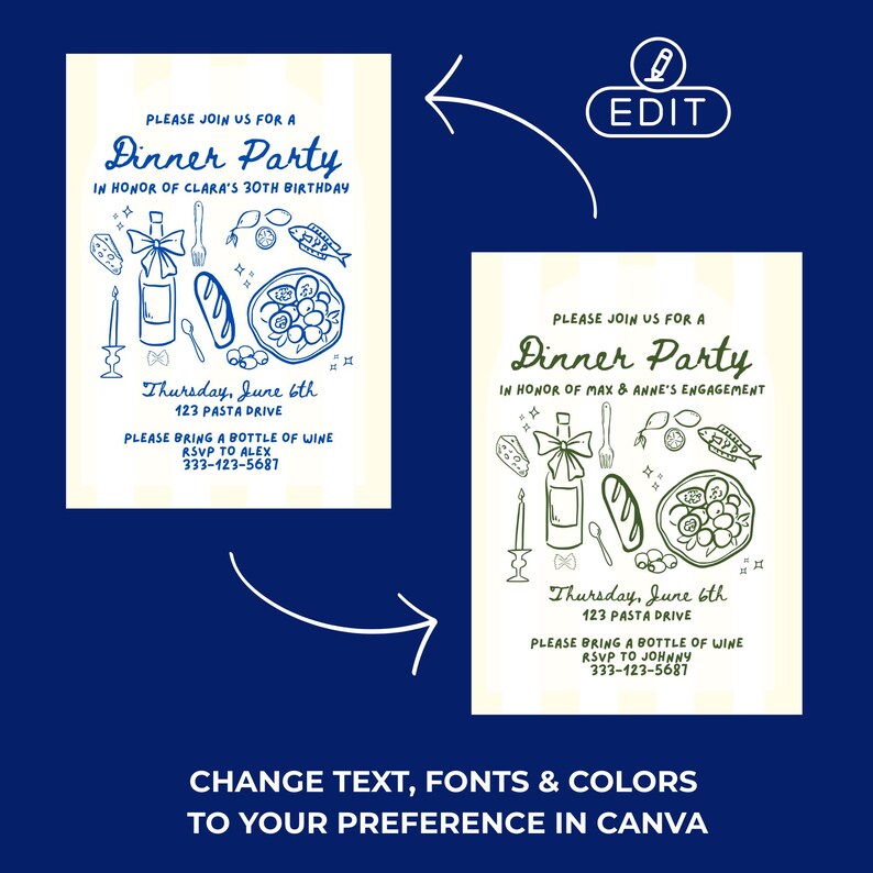 Mediterranean Dinner Party Invitation | Editable Canva Template | Greek ...