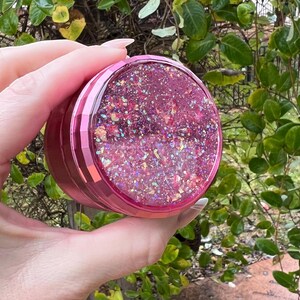 Custom Herb Grinder - 2.5” Pink Rose Gold or Black Holographic Grinder ...