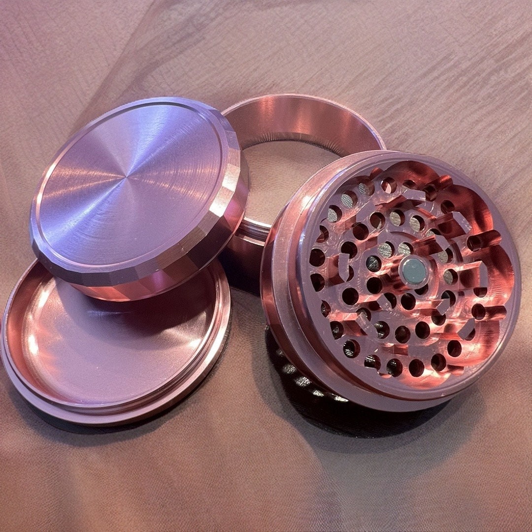 Large 5 Piece Herb Grinder With Catcher, PINK Grinder, Best Aluminum ...