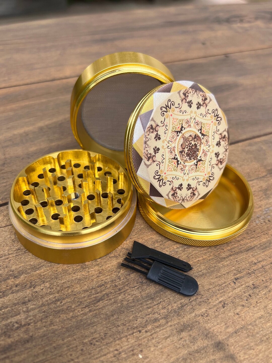 CLEARANCE! Large 5 Piece Grinder Herb Grinder With Catcher, Gold ...