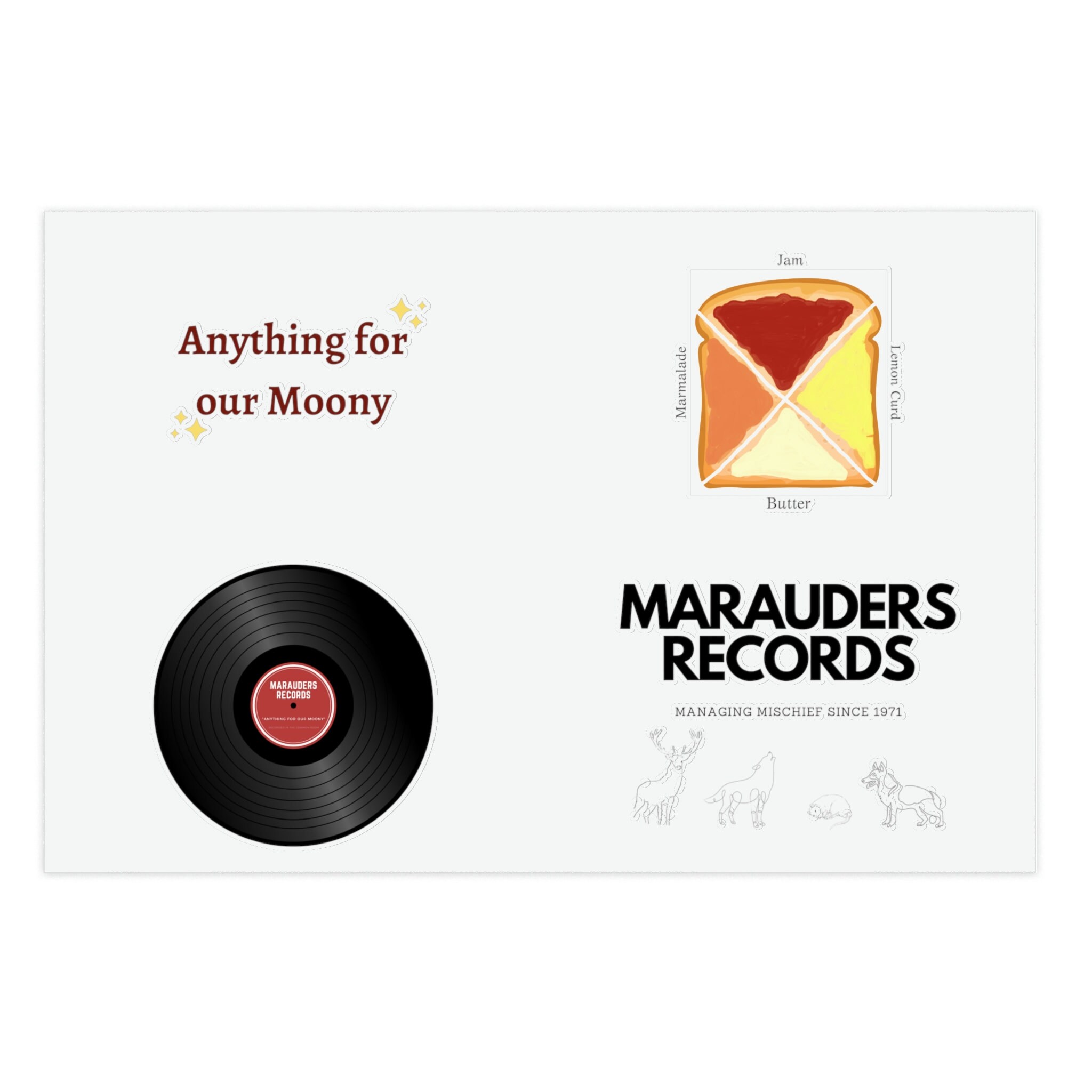 Marauders Sticker Sheets, Moony Toast Sticker - Etsy